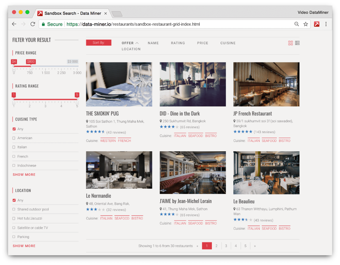 How to find the correct recipe for a page | Data Miner